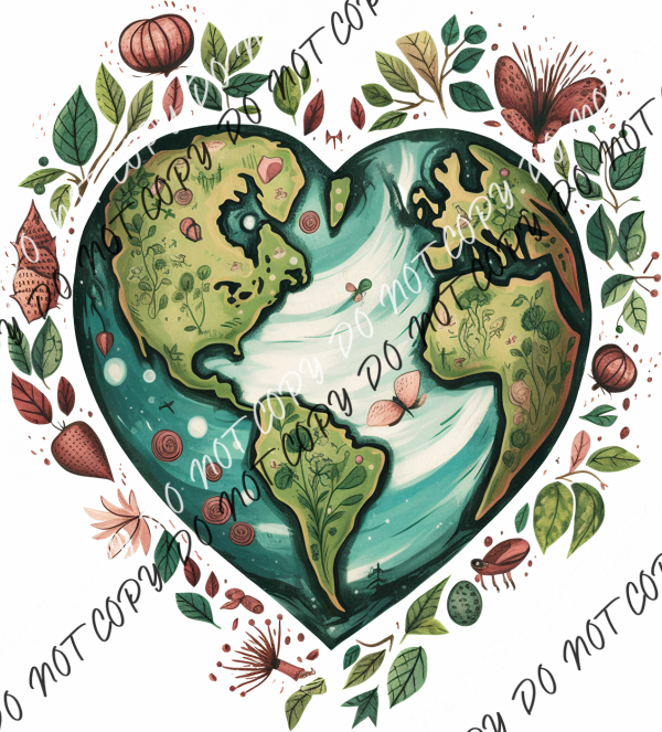 Heart Shaped Earth DTF Transfer